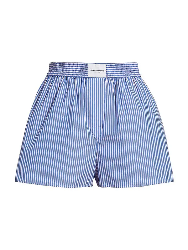 Alexander Wang Classic Striped Boxer Shorts In Blue Pink - 70% Off